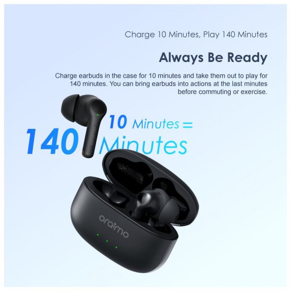 Oraimo FreePods 3C ENC Playtime True Wireless Earbuds- Black-