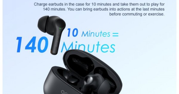 Oraimo FreePods 3C ENC Playtime True Wireless Earbuds- Black-