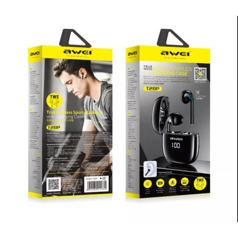 Awei T28P TWS Bluetooth Earphone - Black